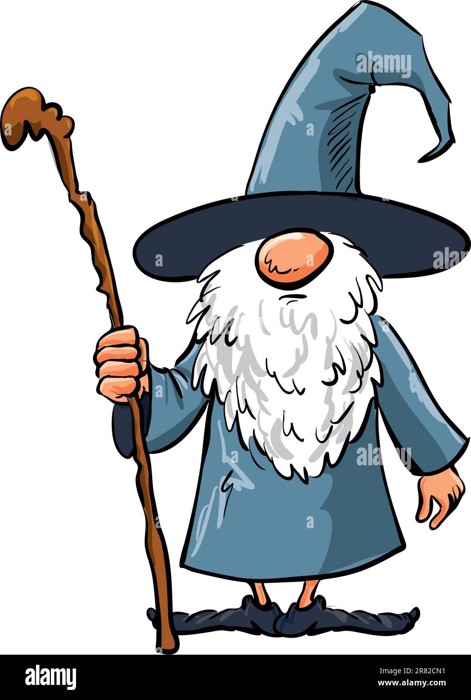 Simple Cartoon Wizard with staff. Isolated on white Stock Vector Image ...