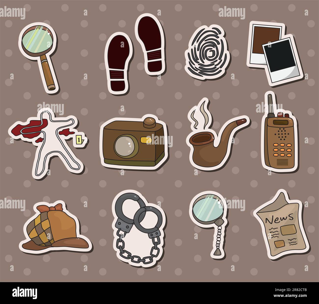 Cartoon detective equipment stickers Stock Vector Image & Art - Alamy