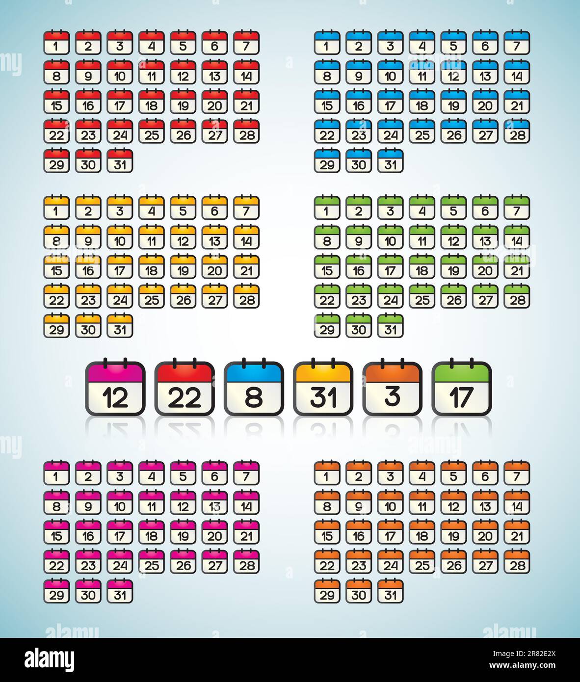 colored icons with the days of the month Stock Vector Image & Art - Alamy