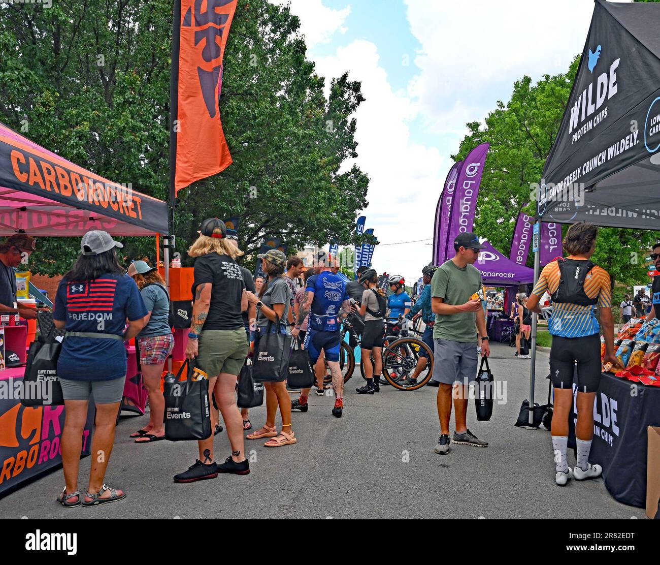 EMPORIA, KANSAS - JUNE 2, 2023 Some of the 4000 bike racers that are ...