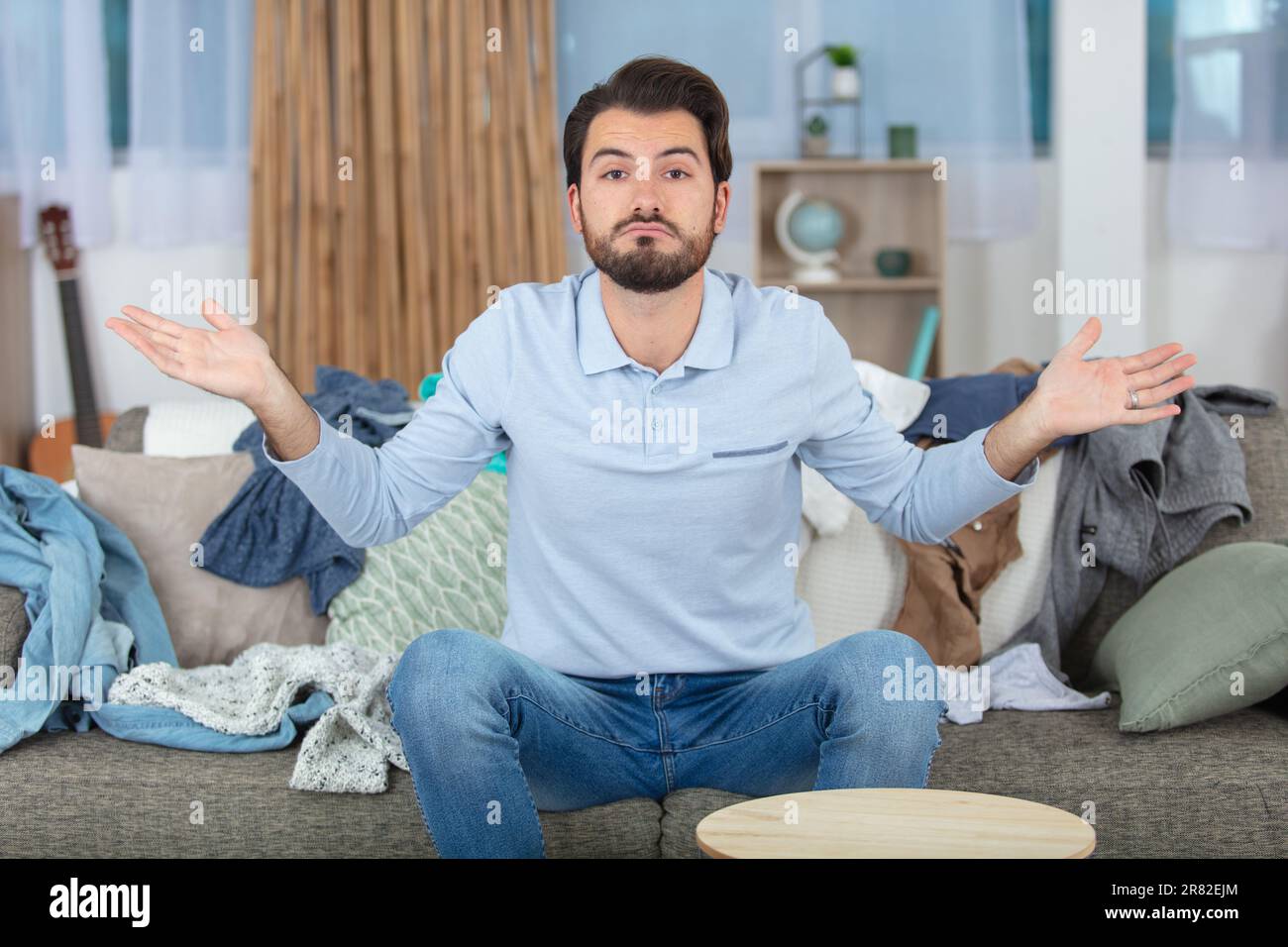 single father overwhelmed with household chores Stock Photo - Alamy