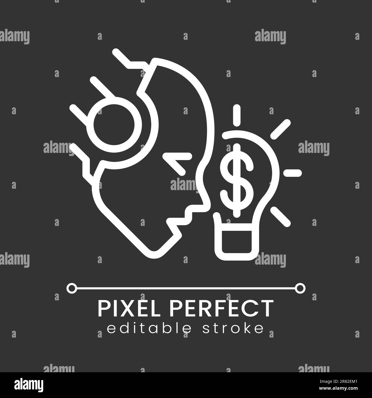 AI makes money pixel perfect white linear icon for dark theme Stock ...