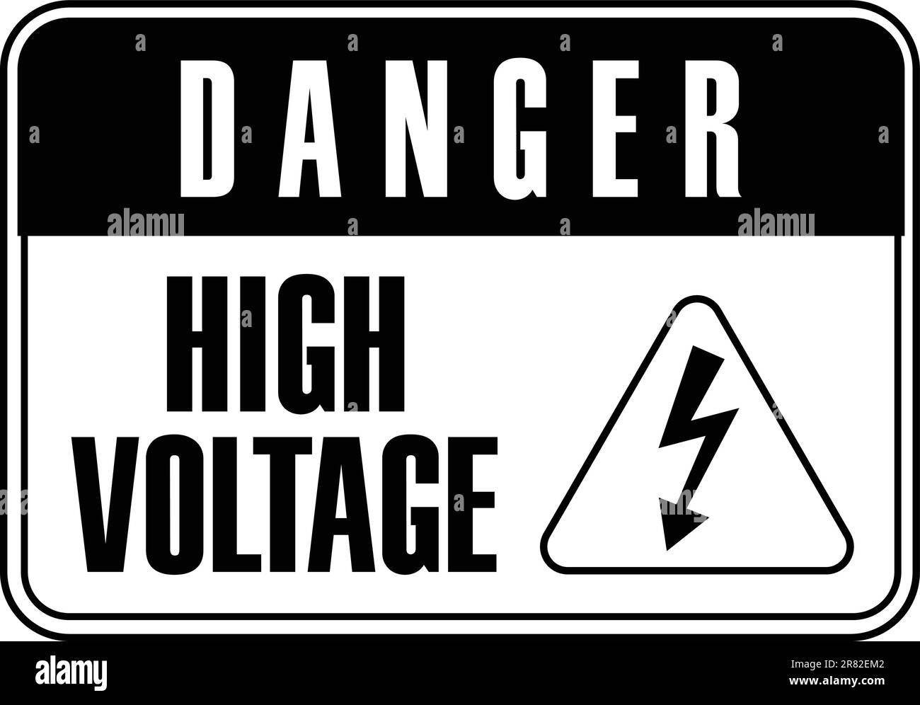 High voltage danger flat single vector illustration in black and white ...