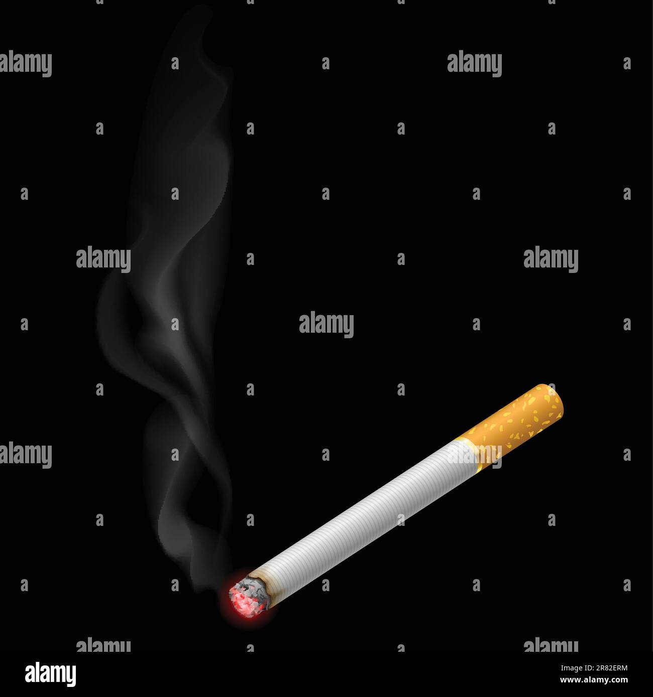 Burning cigarette. Illustration on black background for design Stock ...