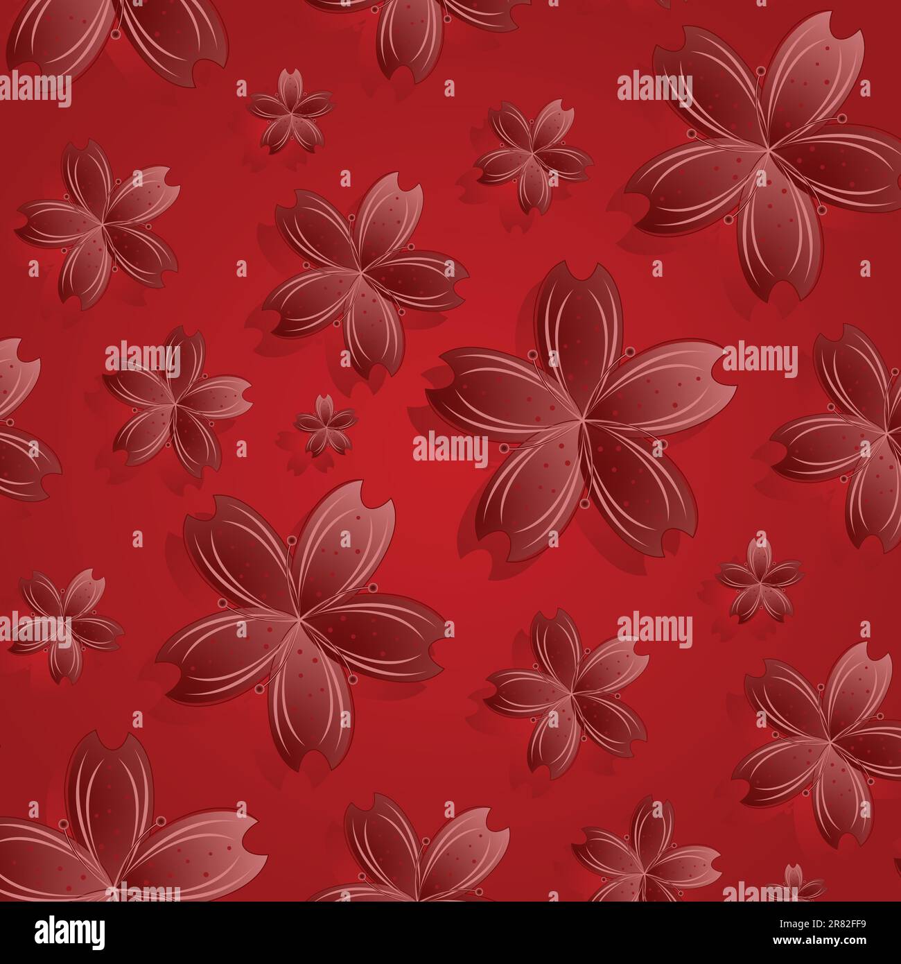 red flowers pattern, abstract seamless texture; vector art illustration ...