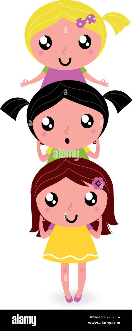 Happy childrens group. Vector cartoon Stock Vector Image & Art - Alamy