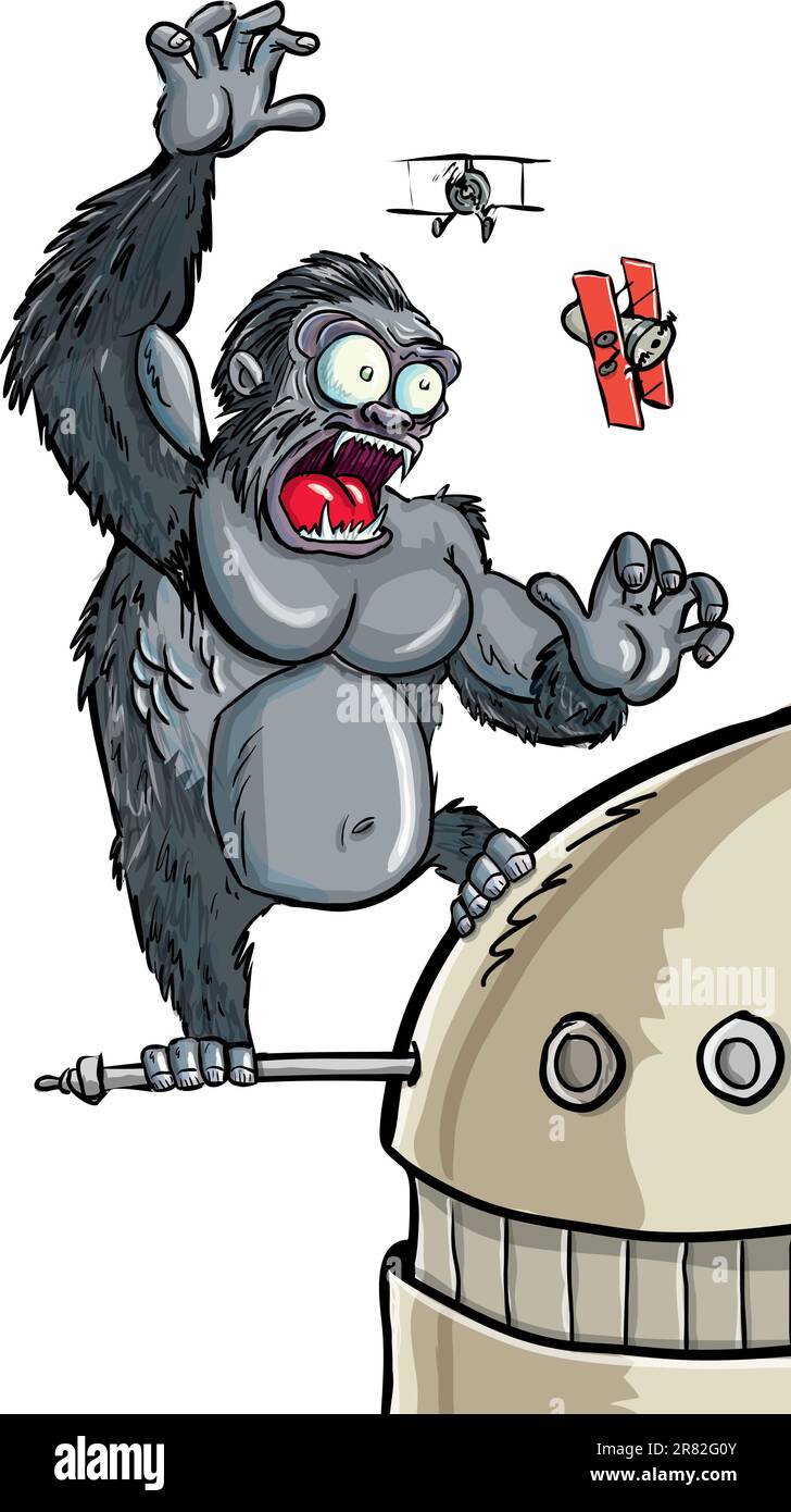 Cartoon King Kong hanging on a skyscraper. Isolated Stock Vector Image ...