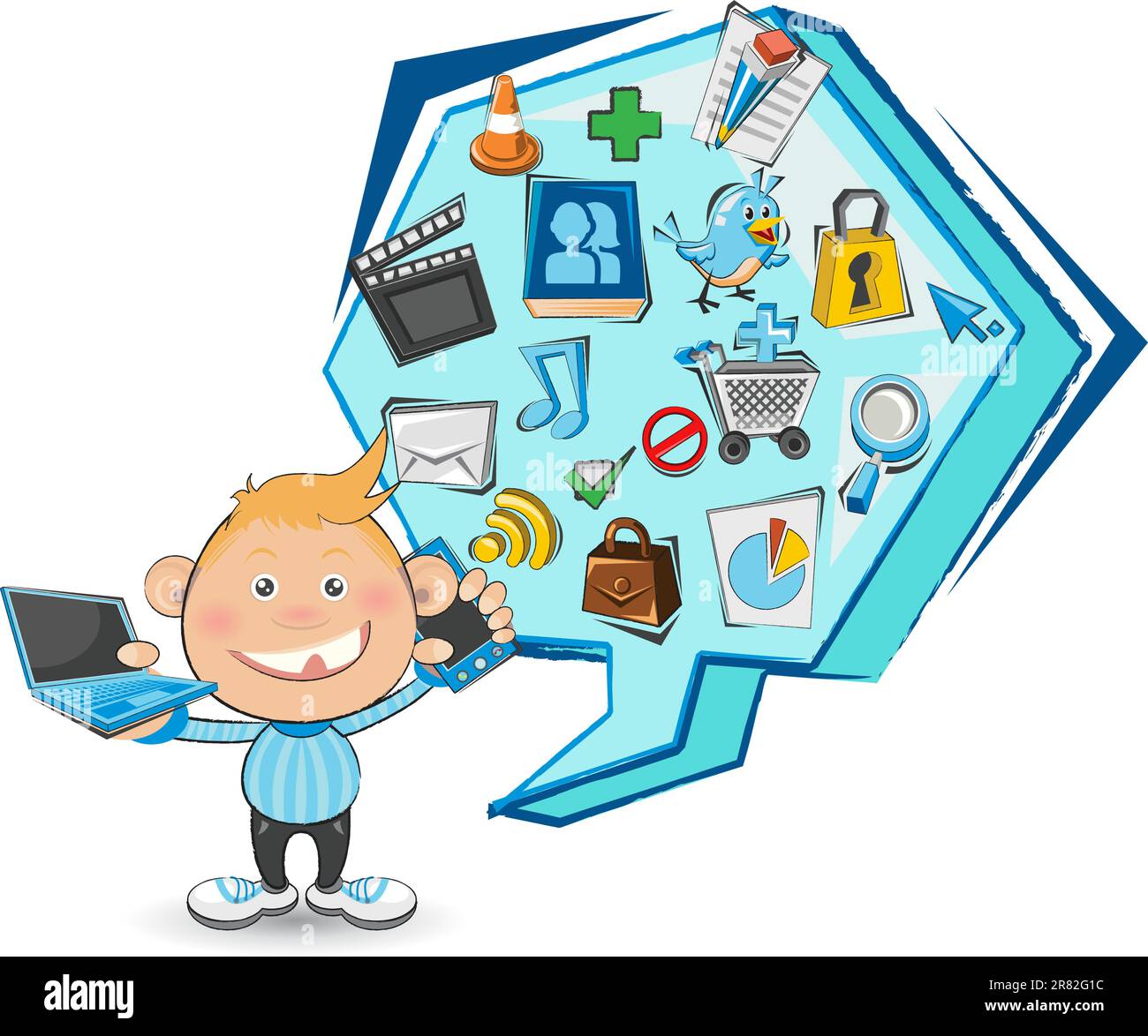 Doodled Social Media Boy. Useful As Icon, Illustration , Banners and ...