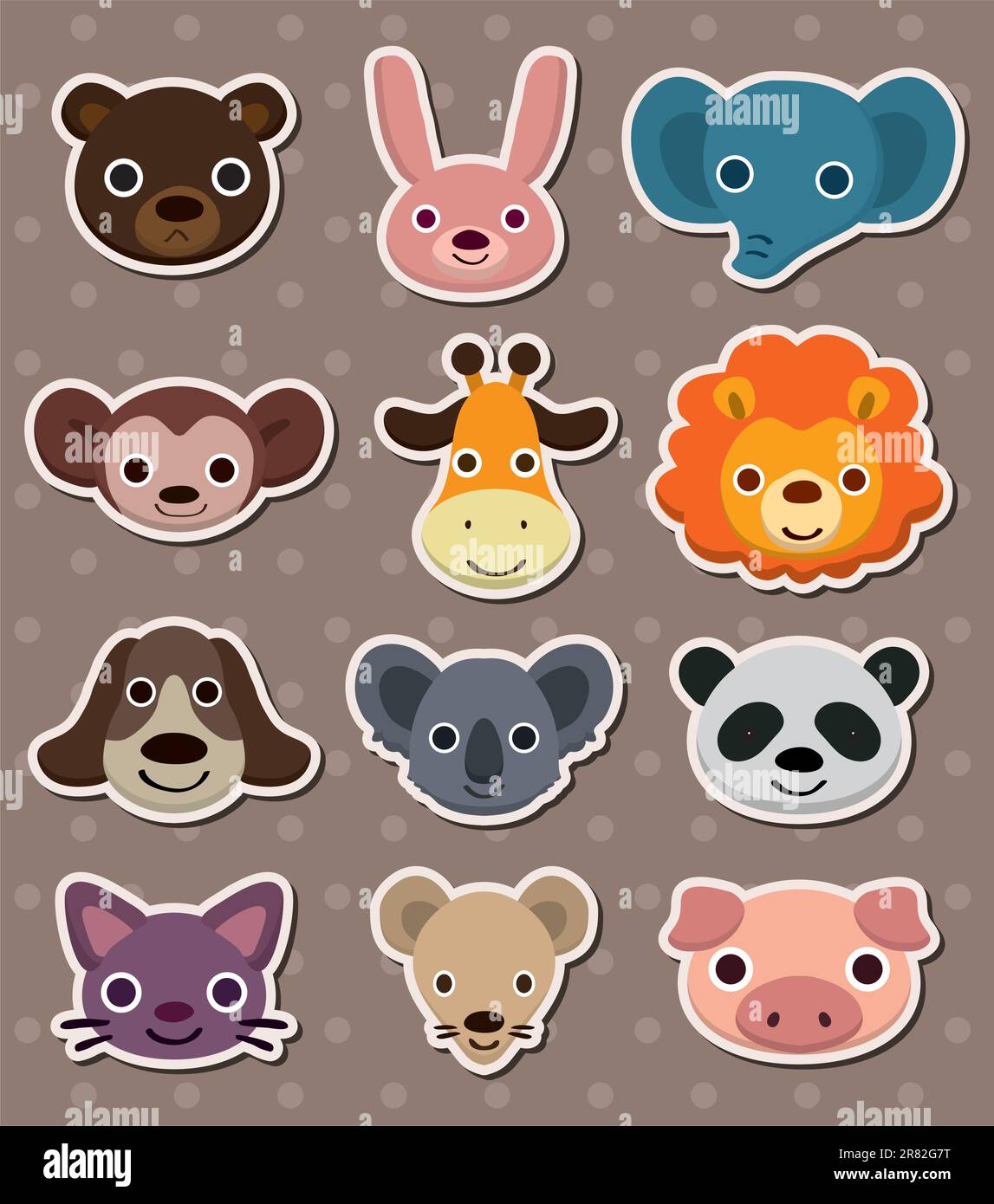 animal face stickers Stock Vector Image & Art - Alamy