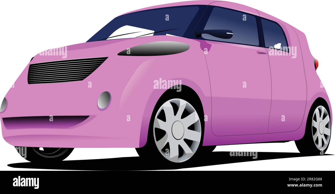 Pink car sedan on the road. Vector illustration Stock Vector Image ...