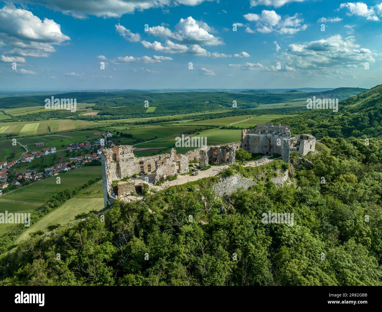 Aerial view of Devicky castle Dívčí Hrady in Southern Bohemia above the ...