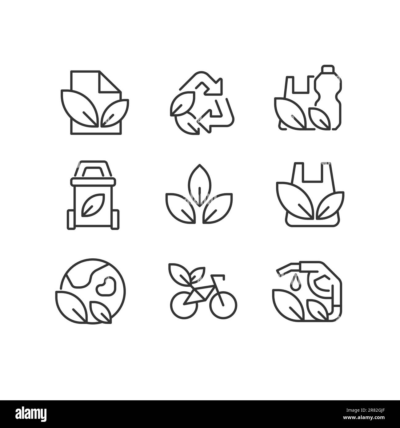 Recycling materials pixel perfect linear icons set Stock Vector Image ...