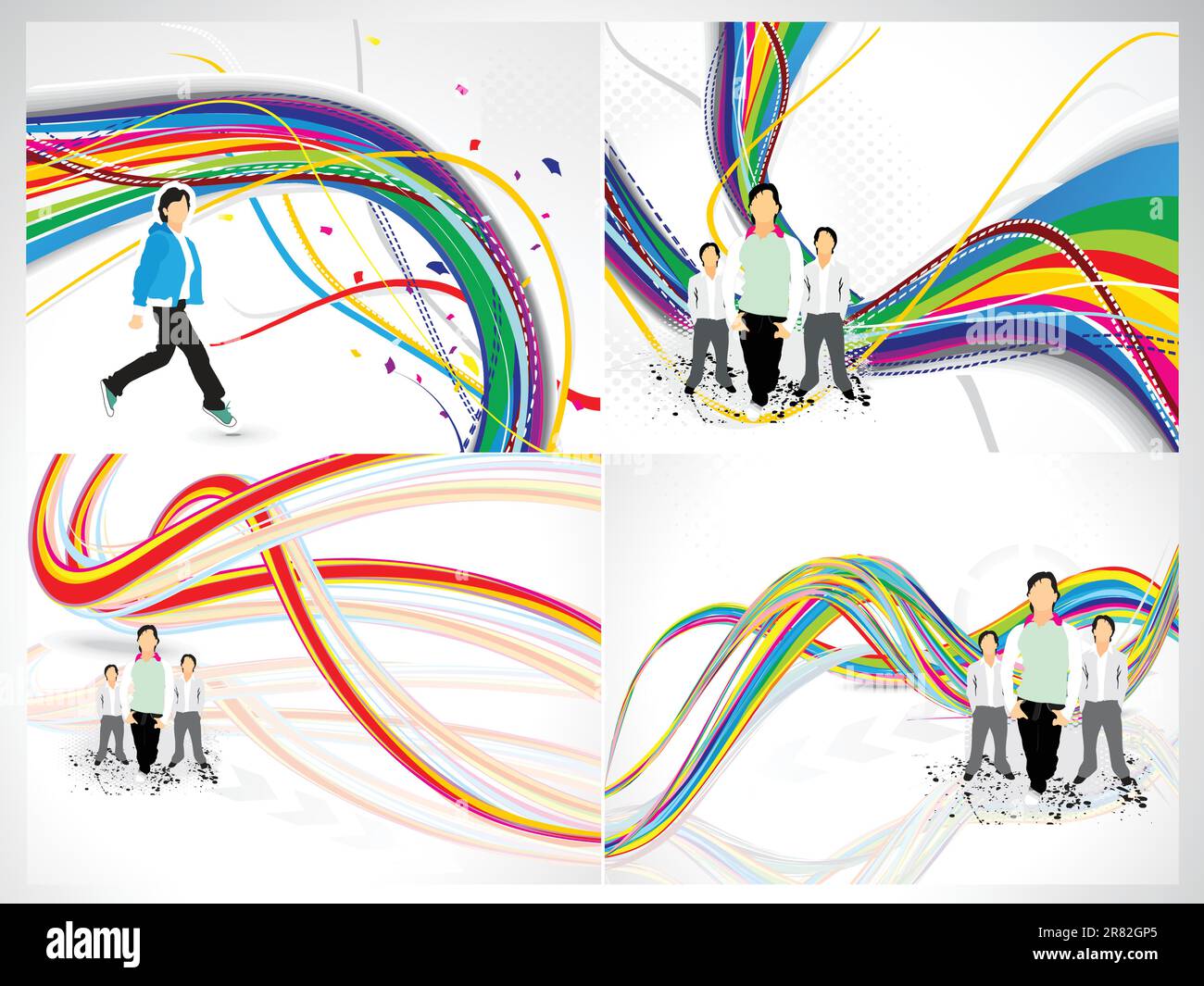 abstract colorful wave background set vector illustration Stock Vector ...