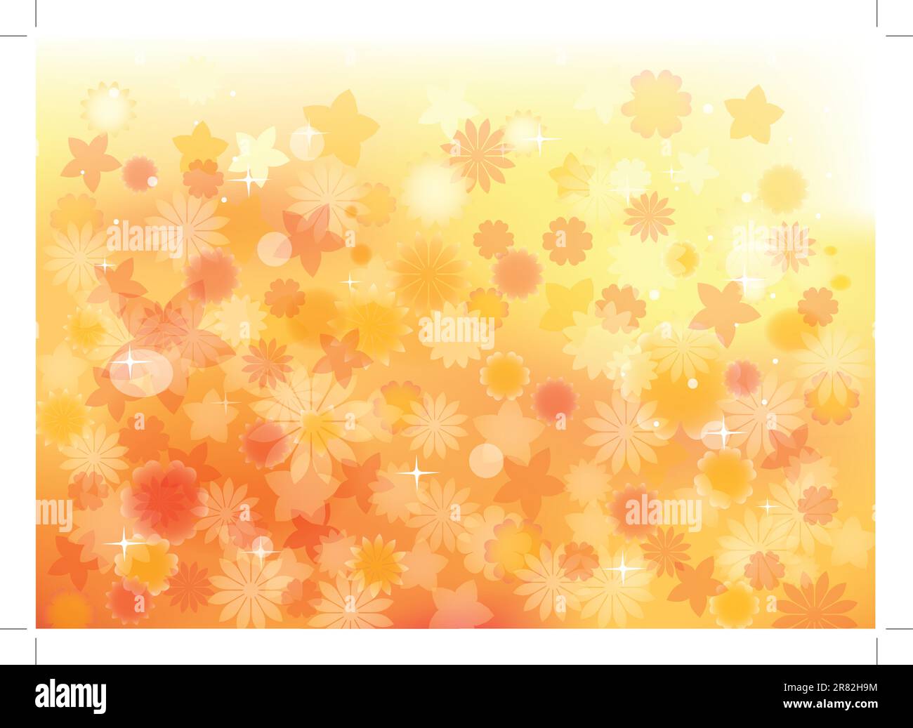 Vector floral orange background with decorative flowers Stock Vector ...