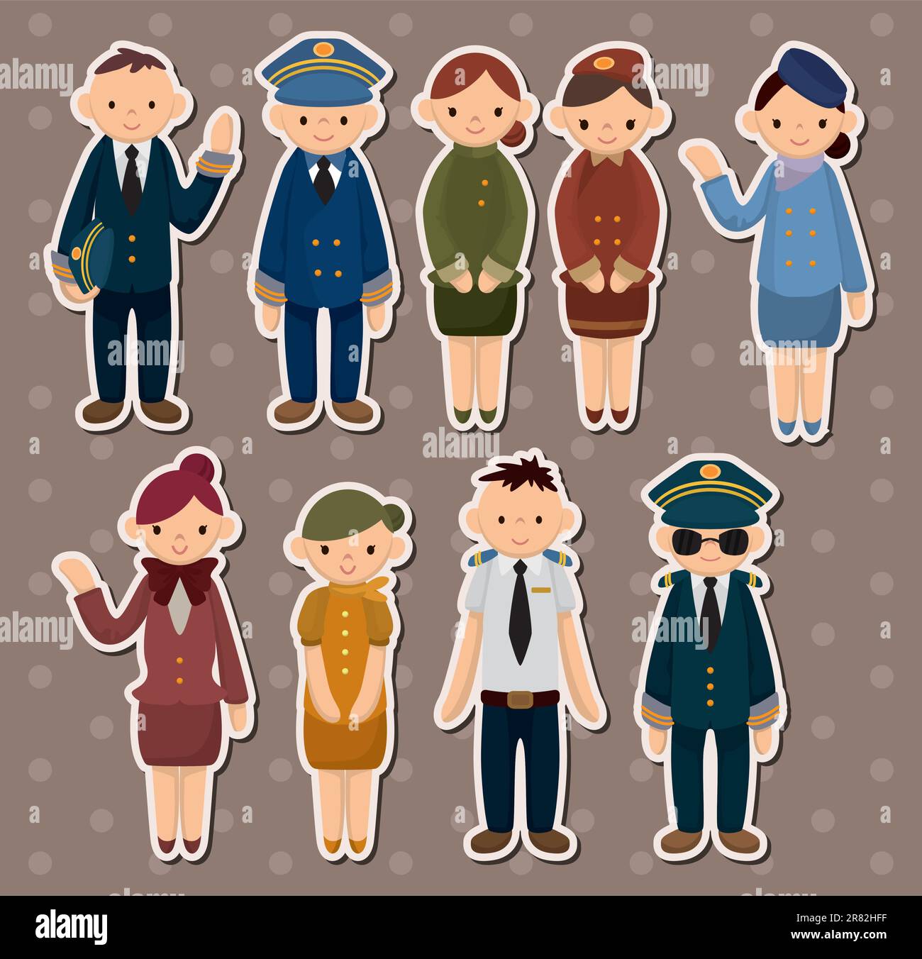 cartoon flight attendant/pilot stickers Stock Vector Image & Art - Alamy