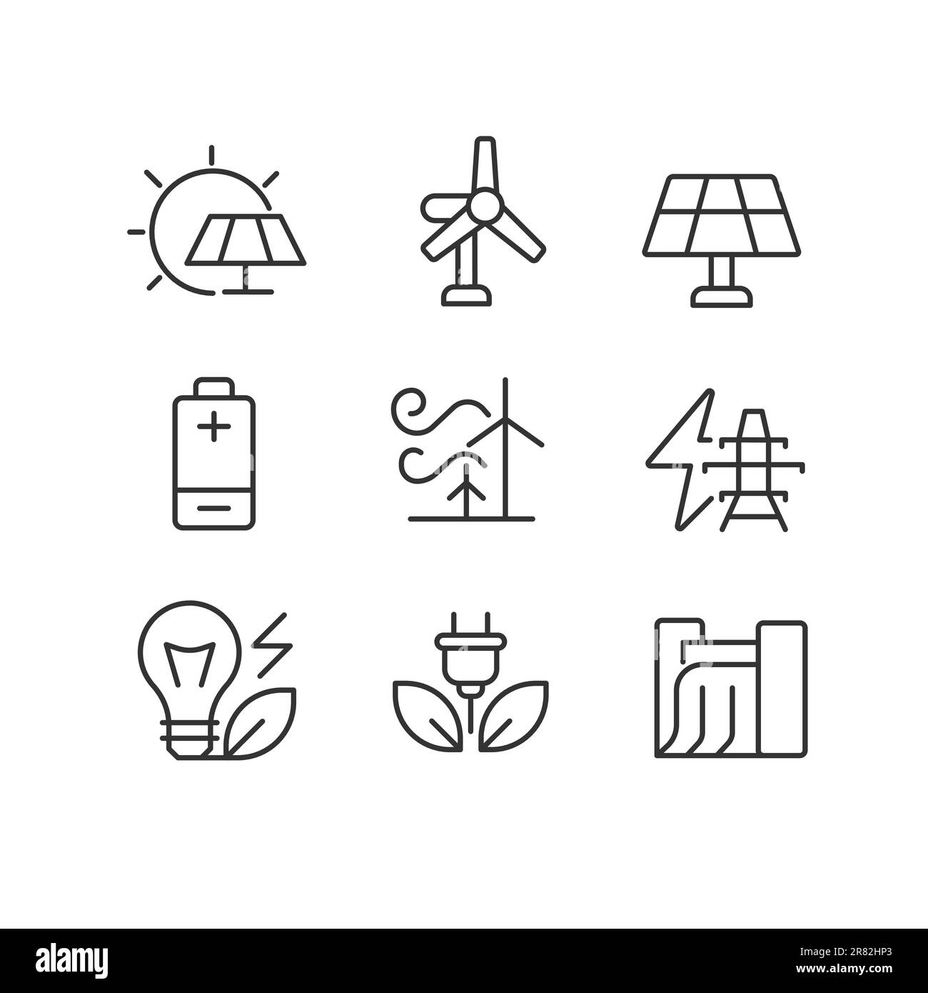 Sustainable power sources pixel perfect linear icons set Stock Vector ... Sustainable power sources pixel perfect linear icons set Stock Vector ...
