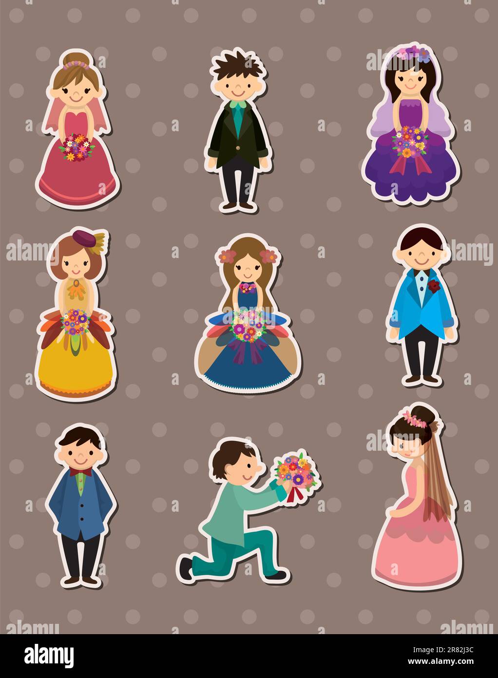 Wedding ceremony - bride and groom stickers Stock Vector Image & Art ...