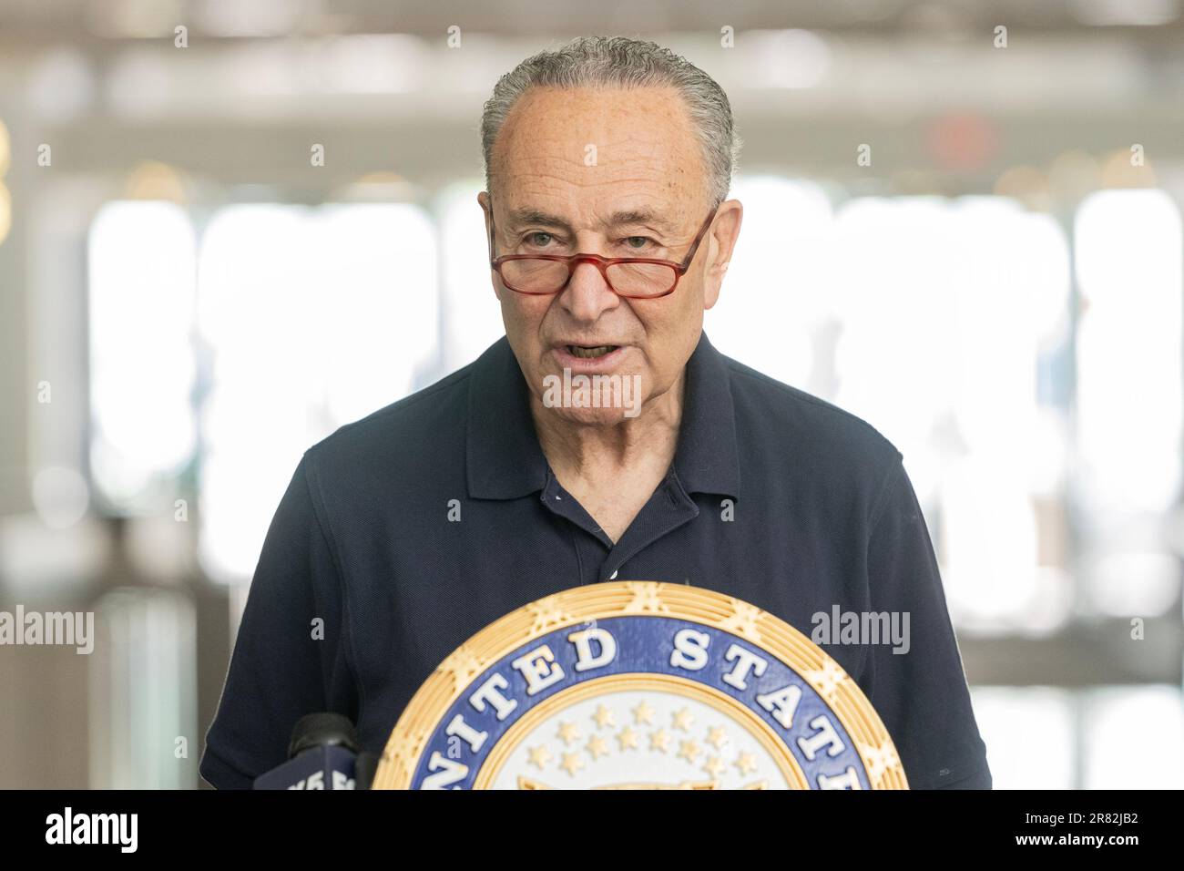 U. S. Senator Charles Schumer speaks to press on critical short ...