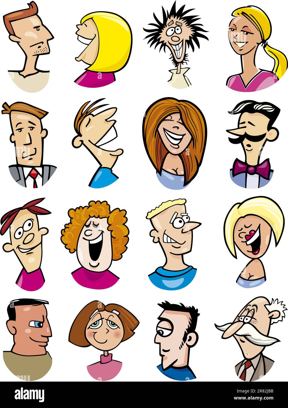 cartoon illustration of different people characters and emotions Stock ...