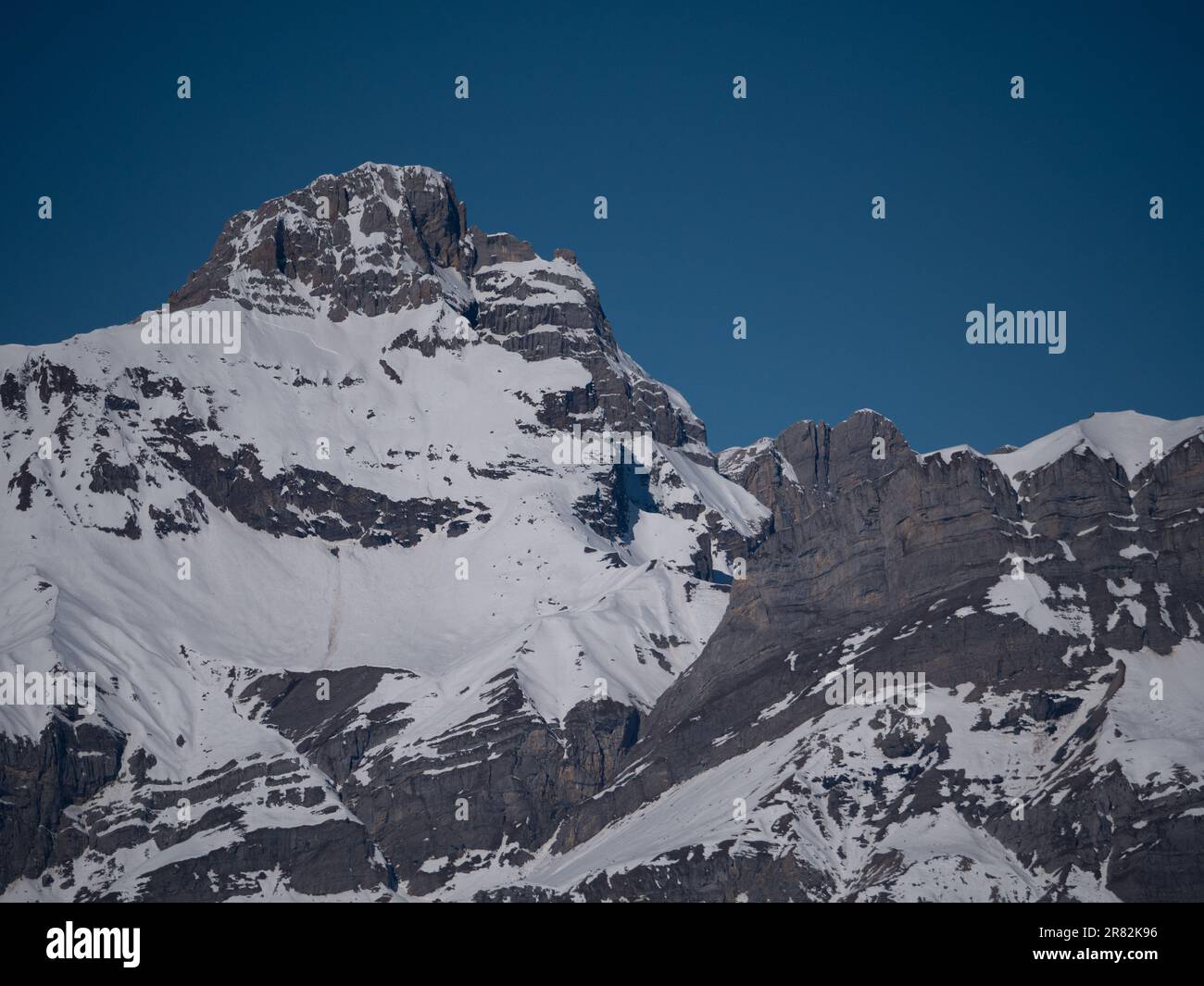 A majestic snow-capped Mont Blanc mountain range, with lush evergreen ...