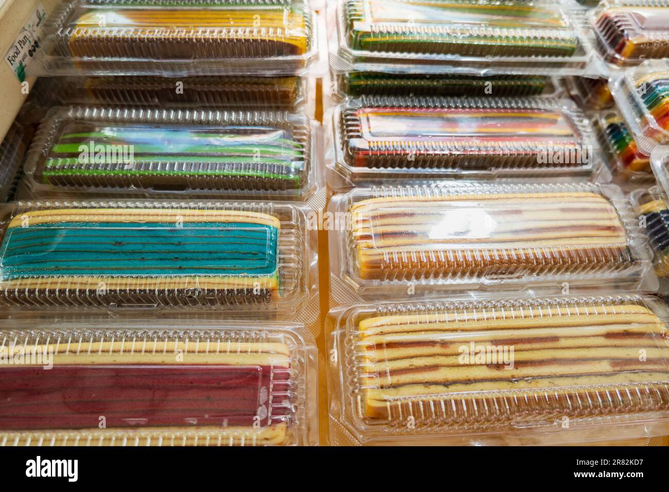 close-up of Kek Lapis Sarawak, traditional layered cake very popular in ...