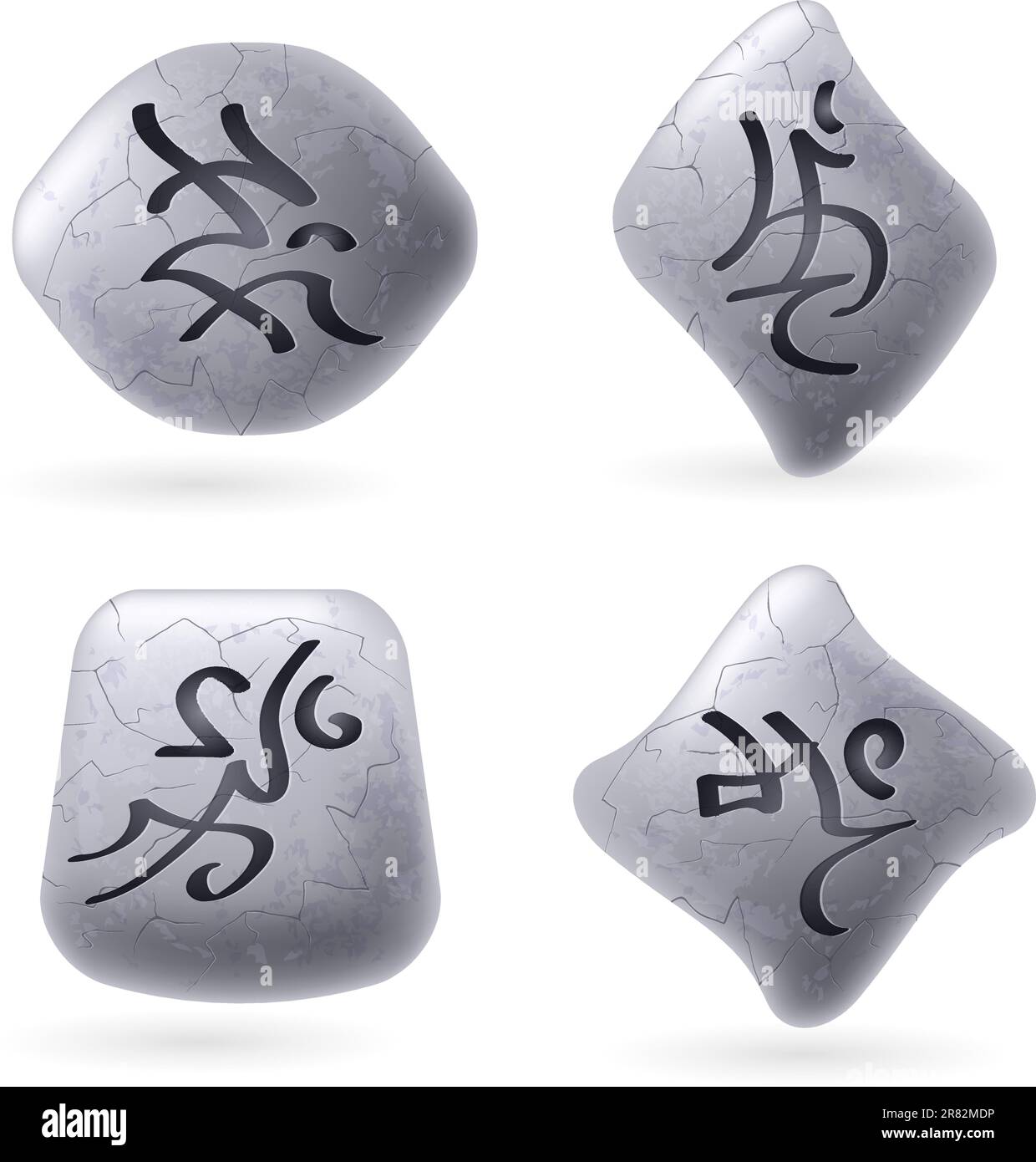 Runic Stones with Magical Spells. Set number Three on white Stock ...