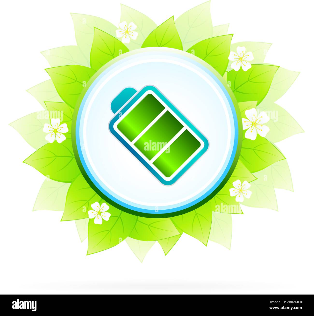 Battery Symbol with Leaves and Flowers Stock Vector Image & Art - Alamy