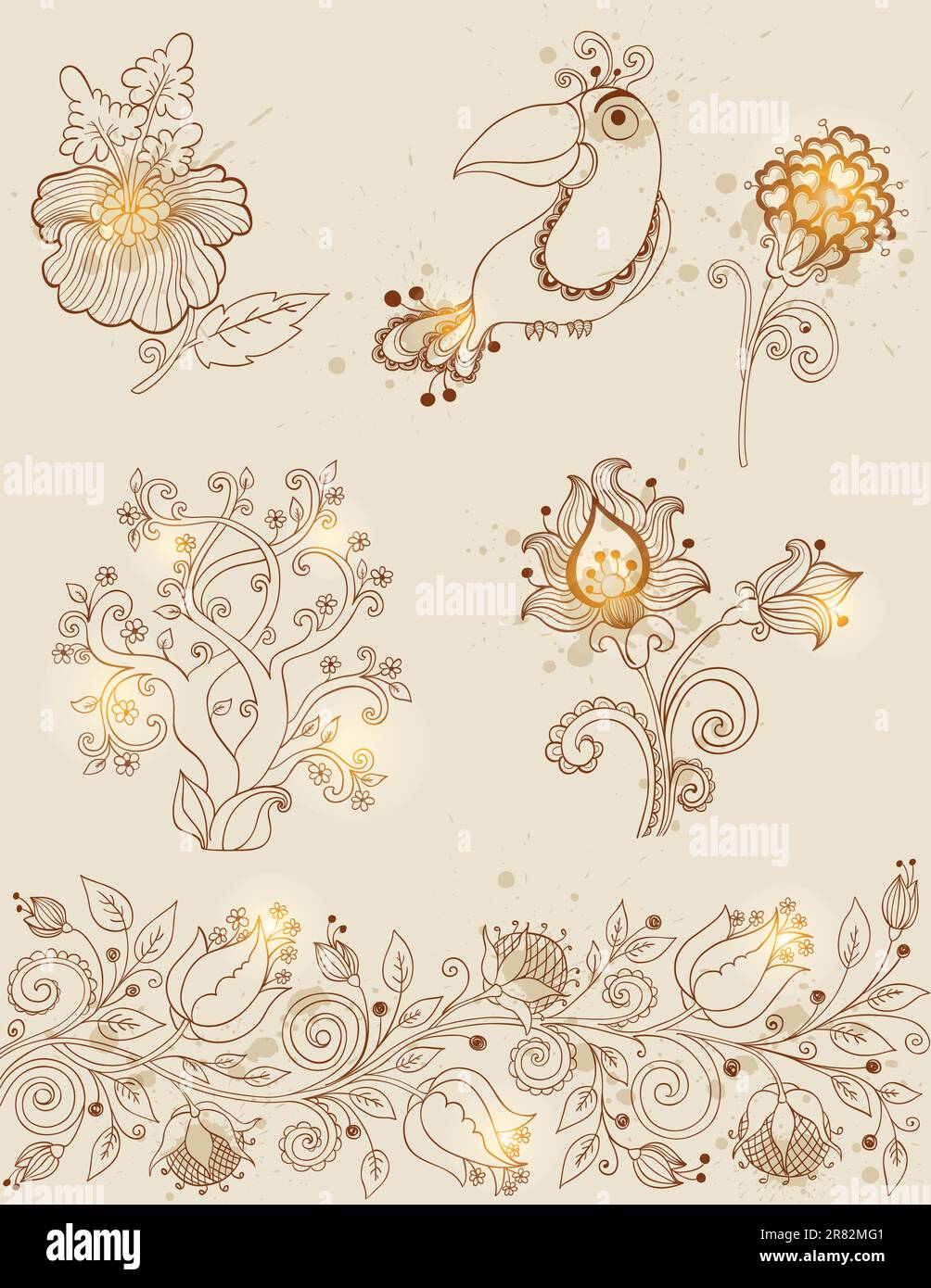 vector hand drawn doodle nature elements for design Stock Vector Image ...