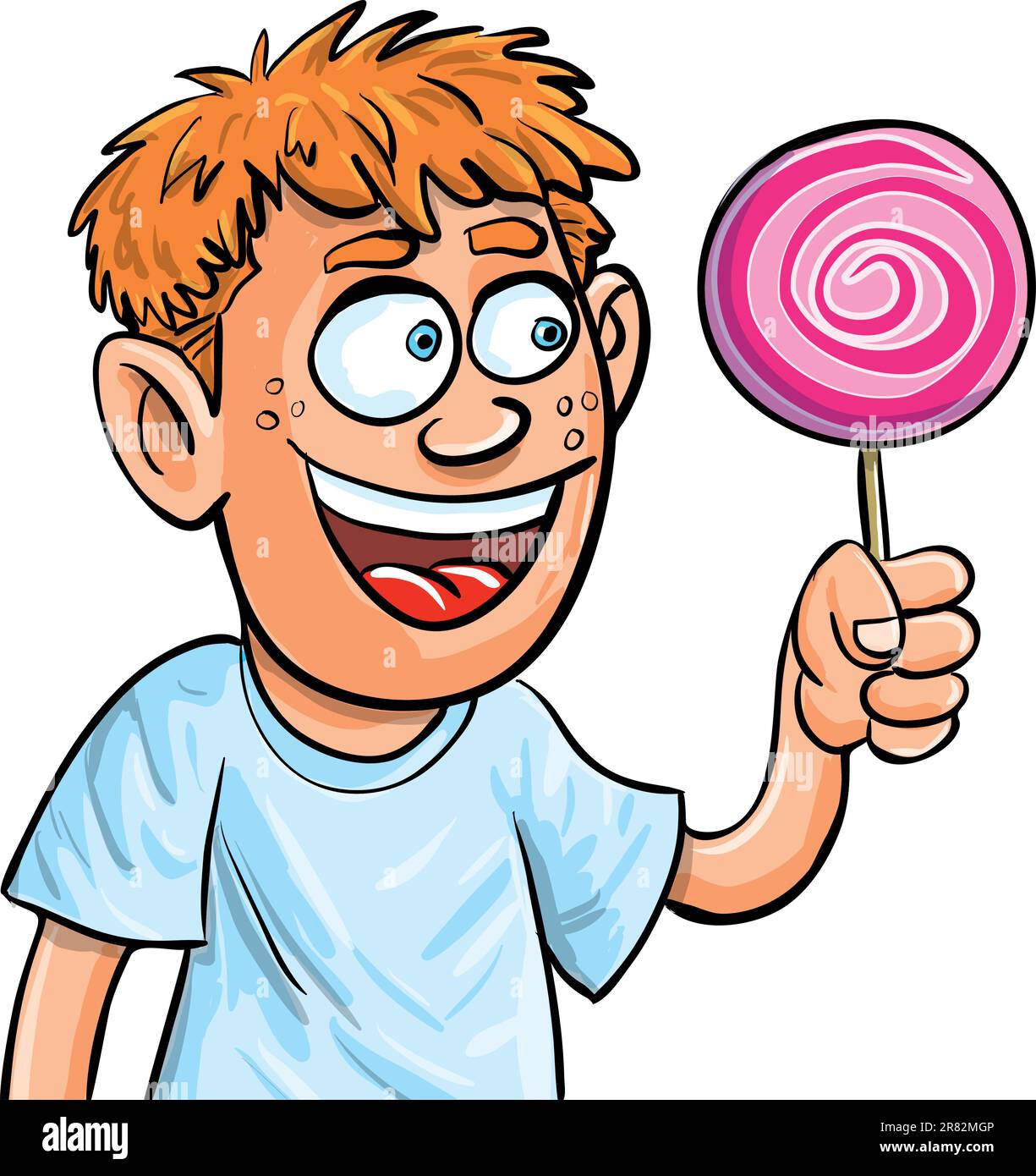 Cartoon boy eating lollypop. Isolated on white Stock Vector Image & Art ...