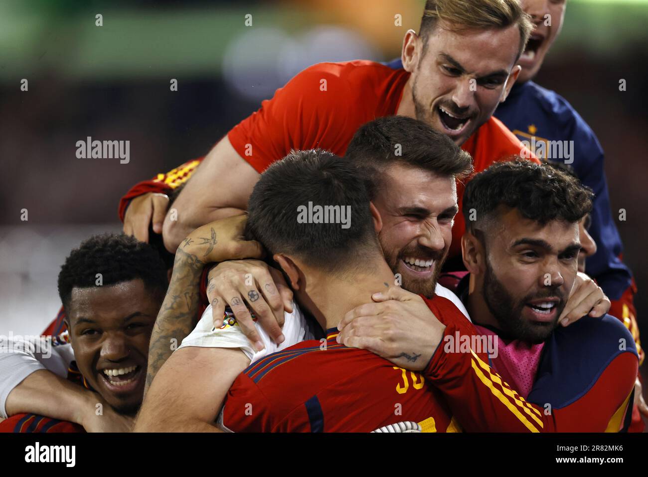 ROTTERDAM - (LR) Ansu Fati of Spain, Fabian Ruiz of Spain, Joselu of ...