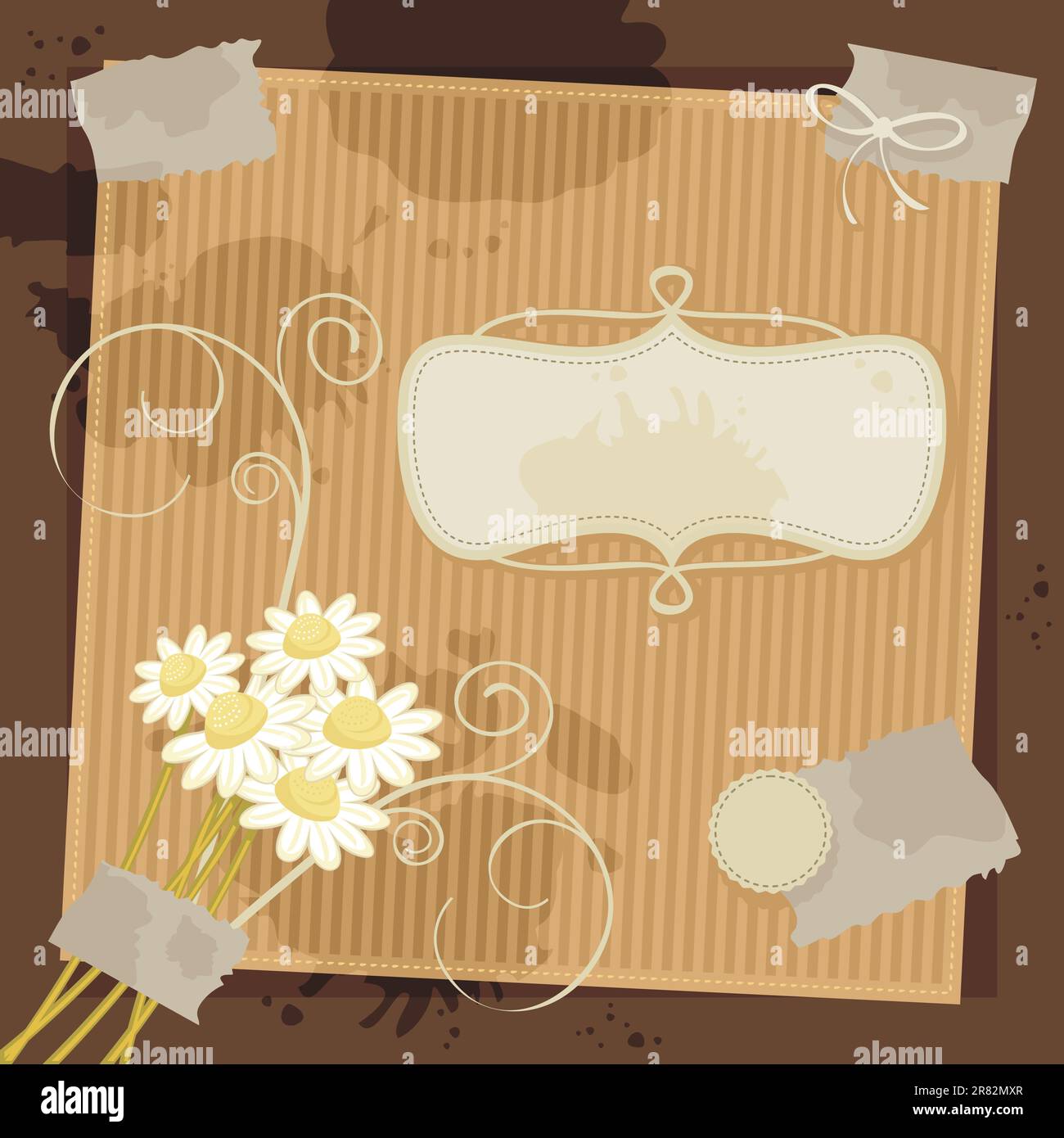 Vintage diary cover background with blank labels for name and year ...