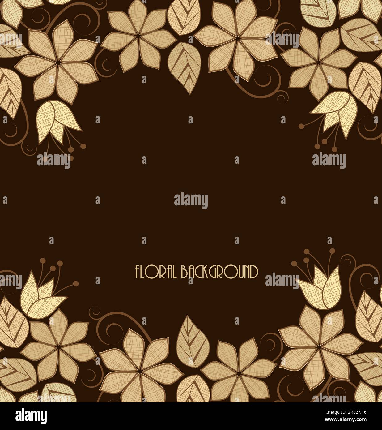 Beautiful Vector flowers frame on a brown background Stock Vector Image ...