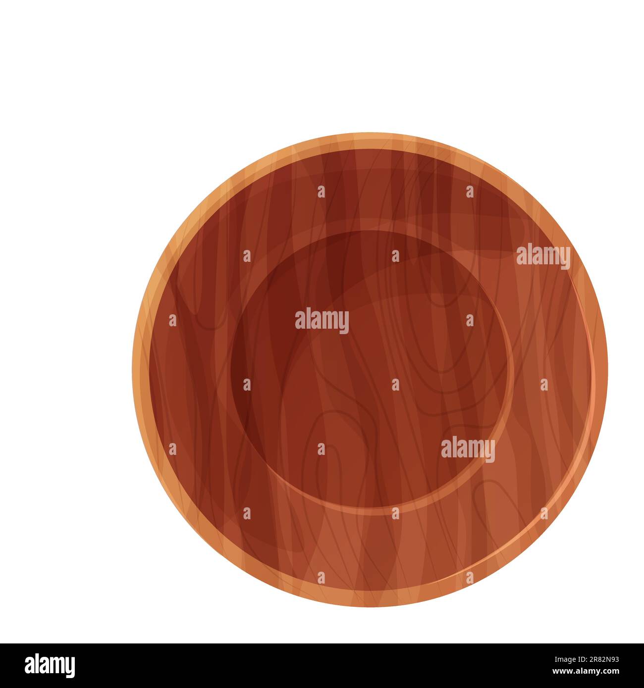 Wooden plate, bowl top view in cartoon style isolated on white ...