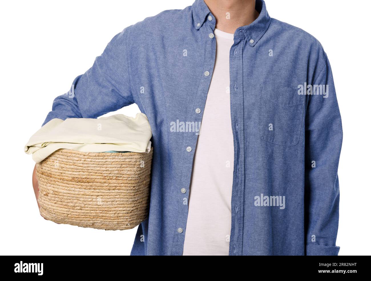 Man holding laundry full clothes hi-res stock photography and images ...