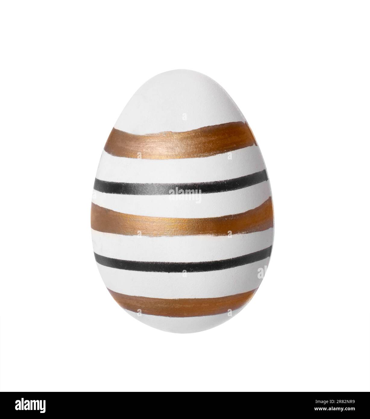 One striped Easter egg isolated on white Stock Photo - Alamy