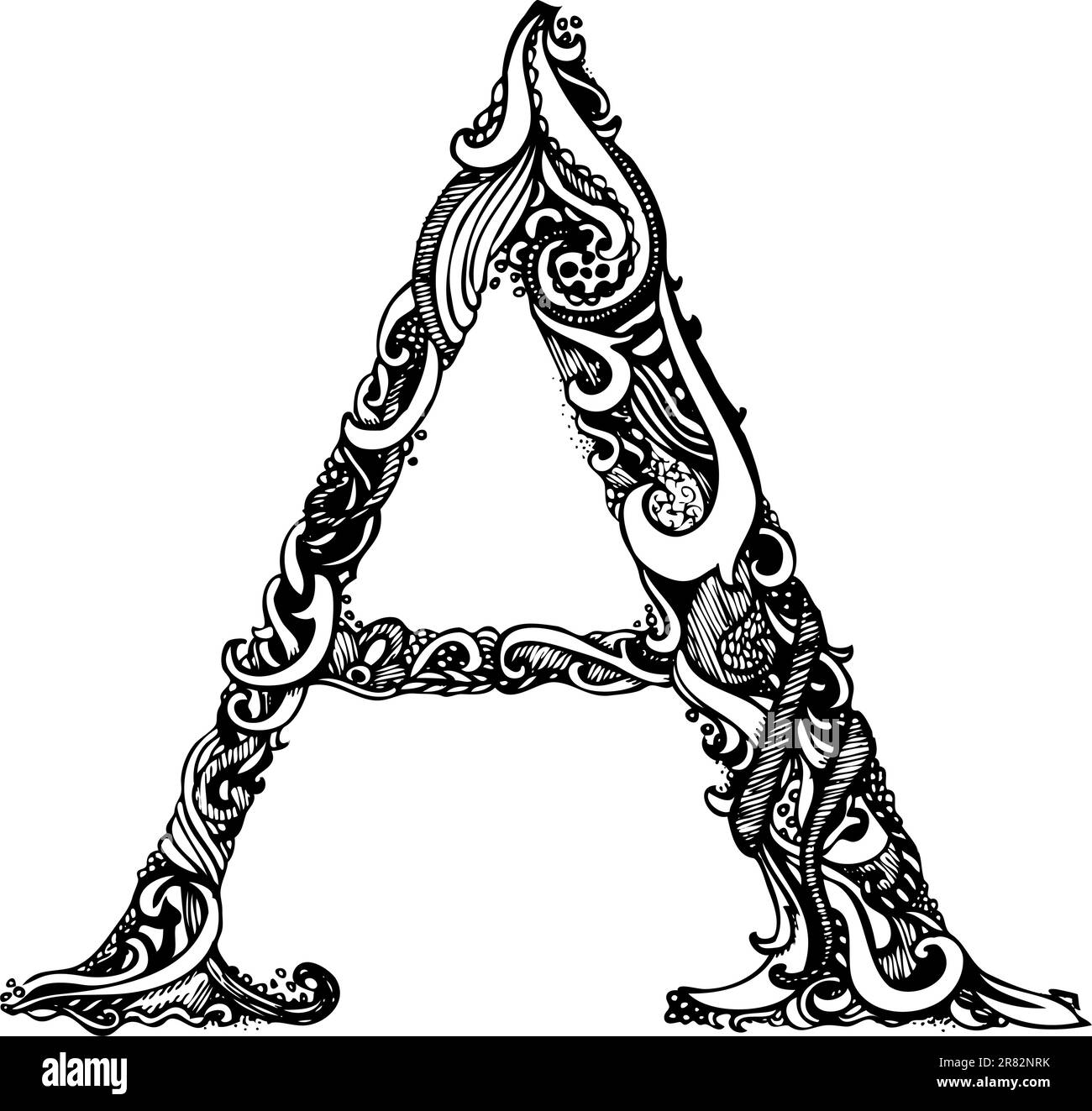 Capital Letter A - Calligraphic Vintage Swirly Style / Hand Drawn / One ...