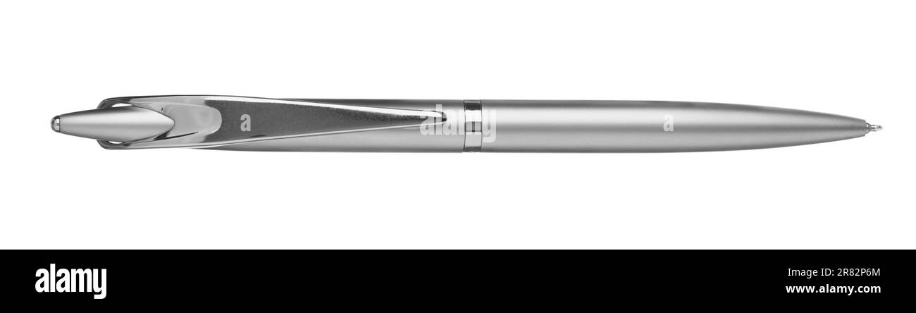 New stylish silver pen isolated on white Stock Photo - Alamy