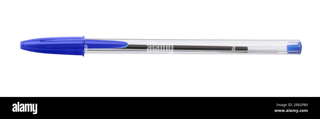 New stylish blue pen isolated on white Stock Photo - Alamy