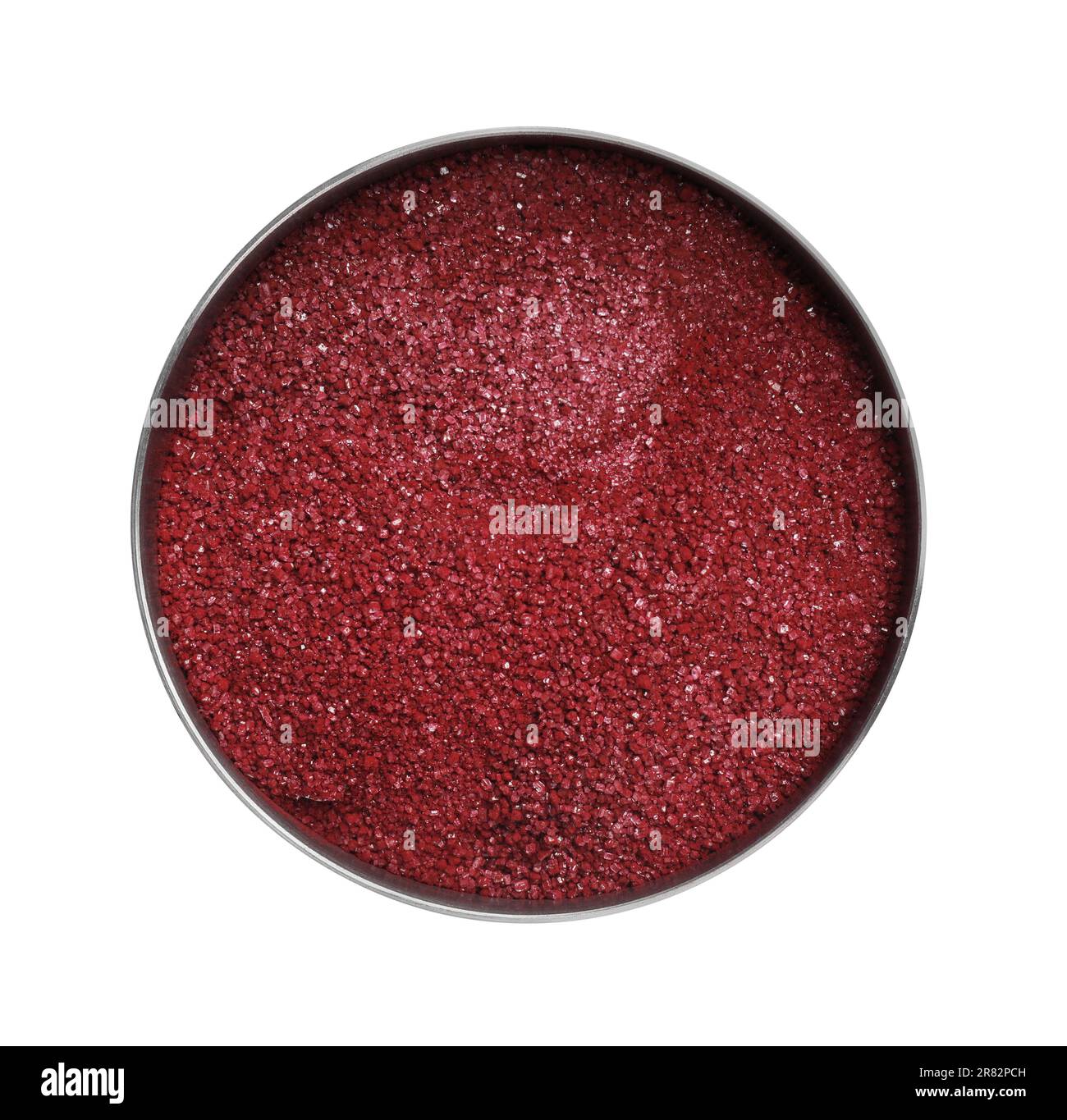 Bowl with dark red food coloring isolated on white, top view Stock ...