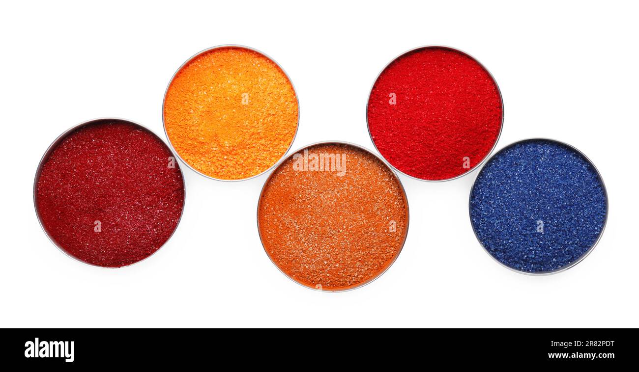 Many different food coloring on white background, top view Stock Photo ...