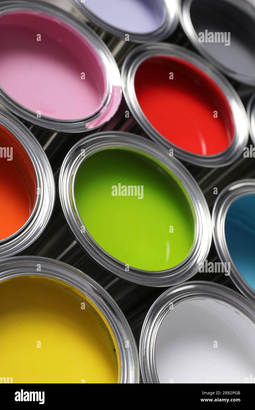 Cans different colorful paints hi-res stock photography and images - Alamy