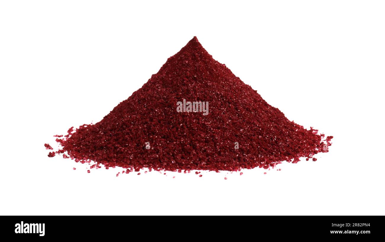 Heap of dark red food coloring isolated on white Stock Photo - Alamy