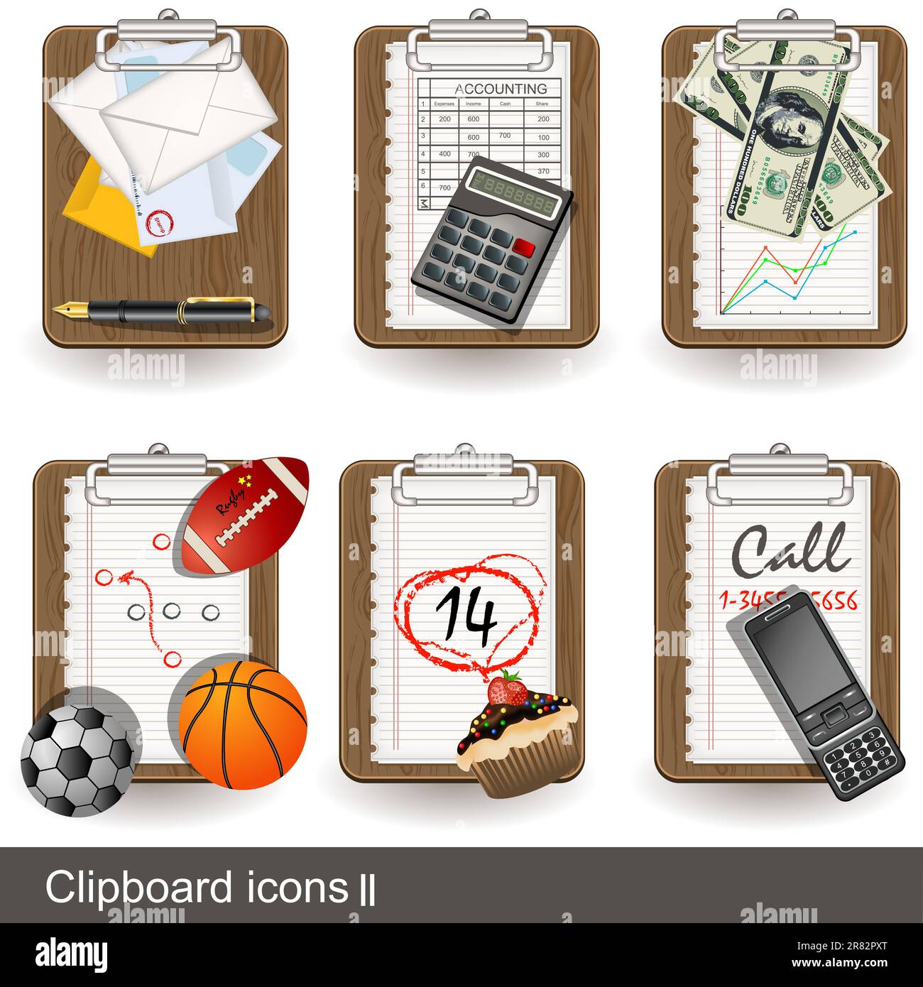 Collection of vector clipboard icon illustrations - part 2 Stock Vector ...