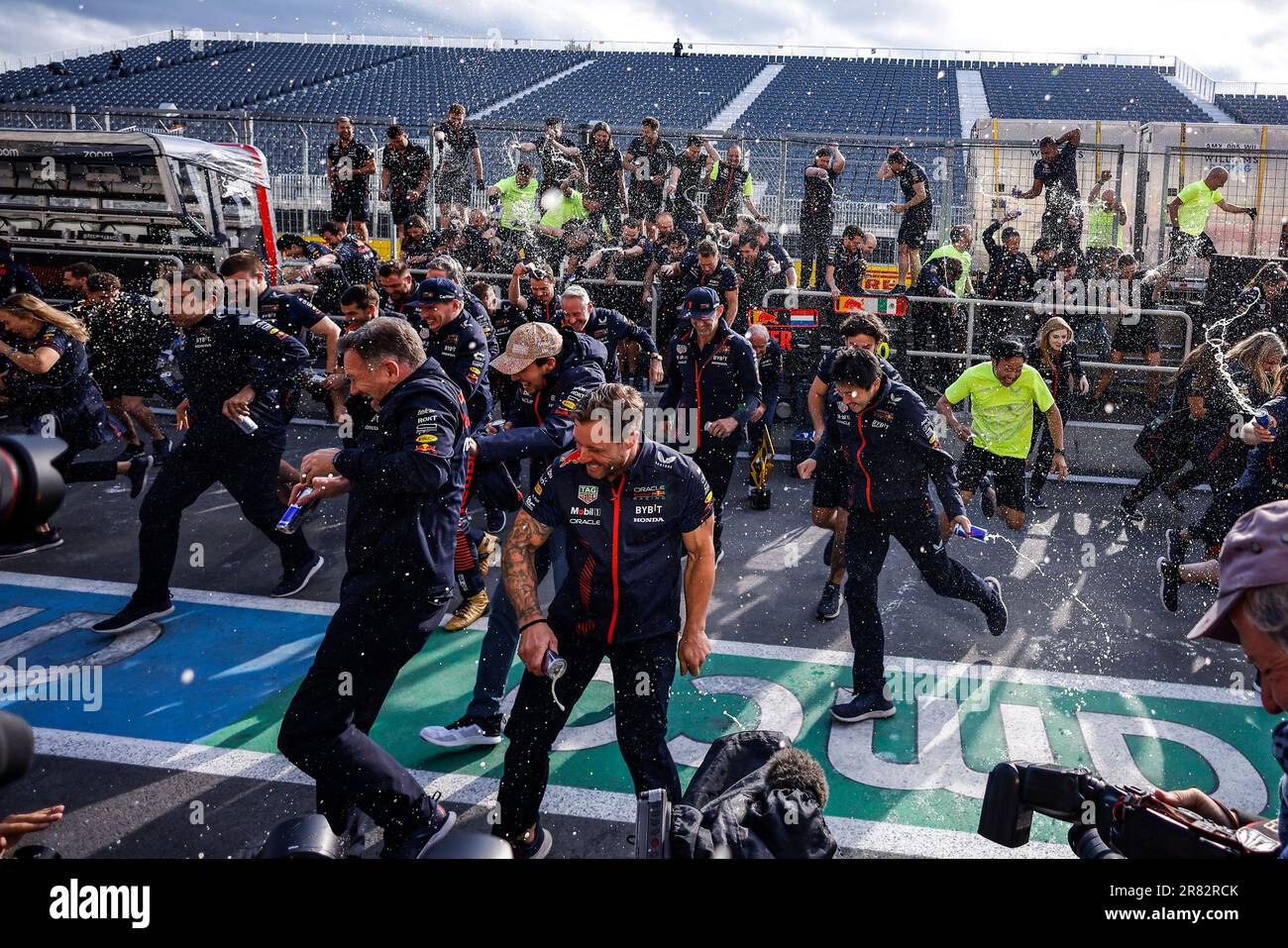 Montreal, Canada. 18th June, 2023. Red Bull's 100th victory celebration ...
