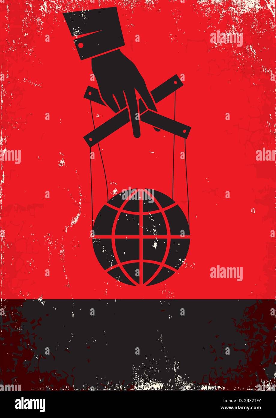 Red and black poster with hand and globe Stock Vector Image & Art - Alamy