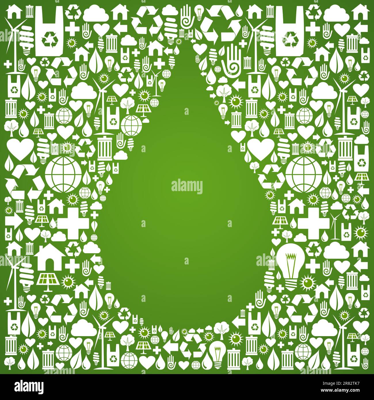 Water drop symbol over green icons set background. Vector file ...