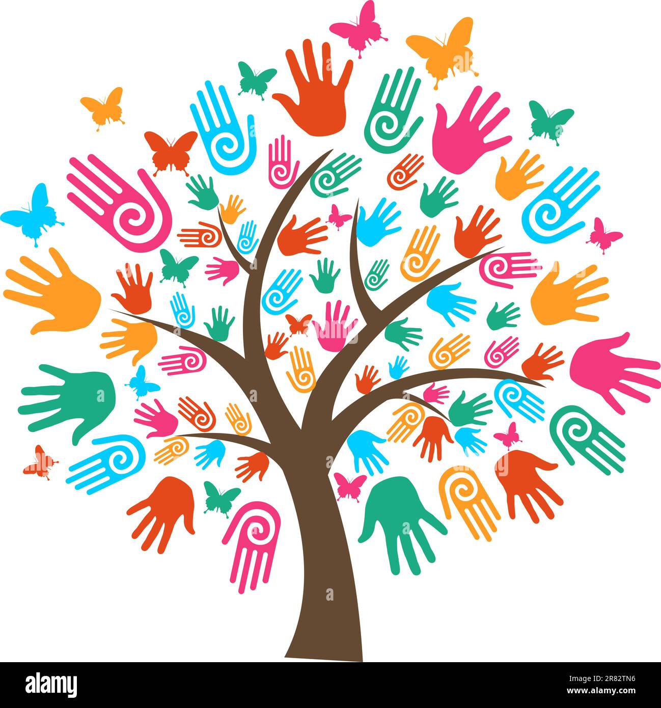 Isolated diversity tree hands illustration. Vector file layered for ...