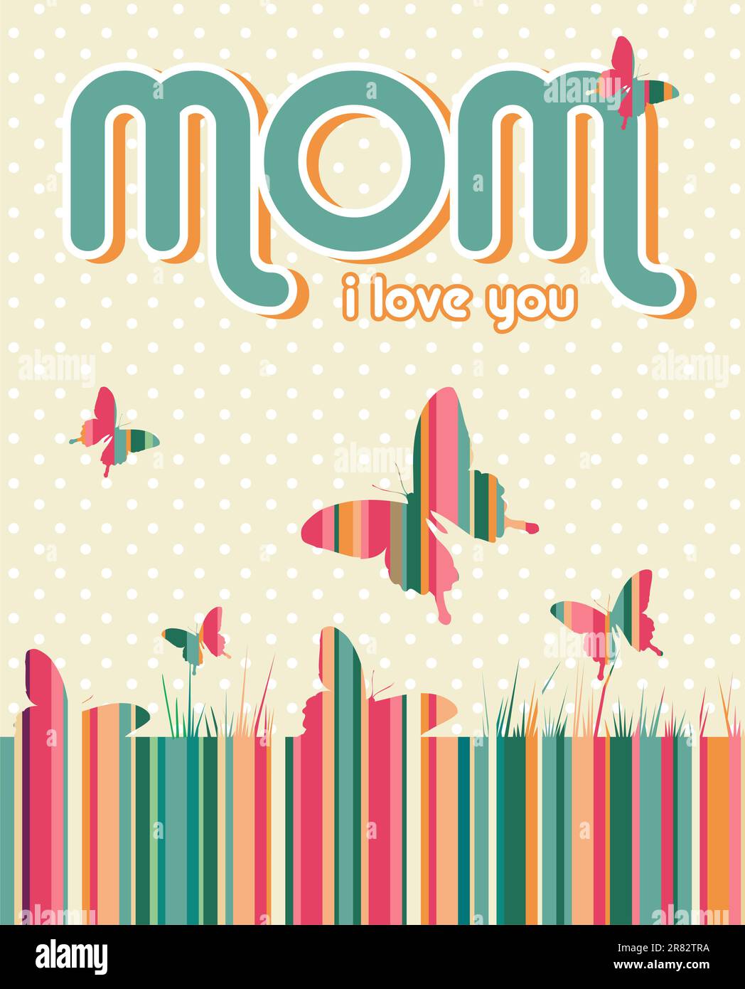 I love you mummy written on beige background with white dots and ...