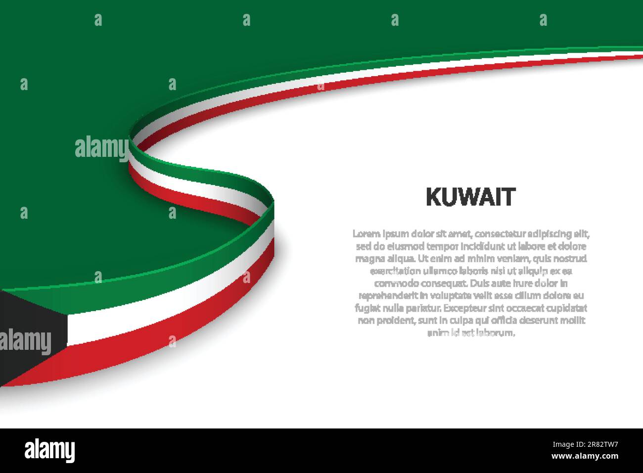 Wave flag of Kuwait with copyspace background. Banner or ribbon vector ...