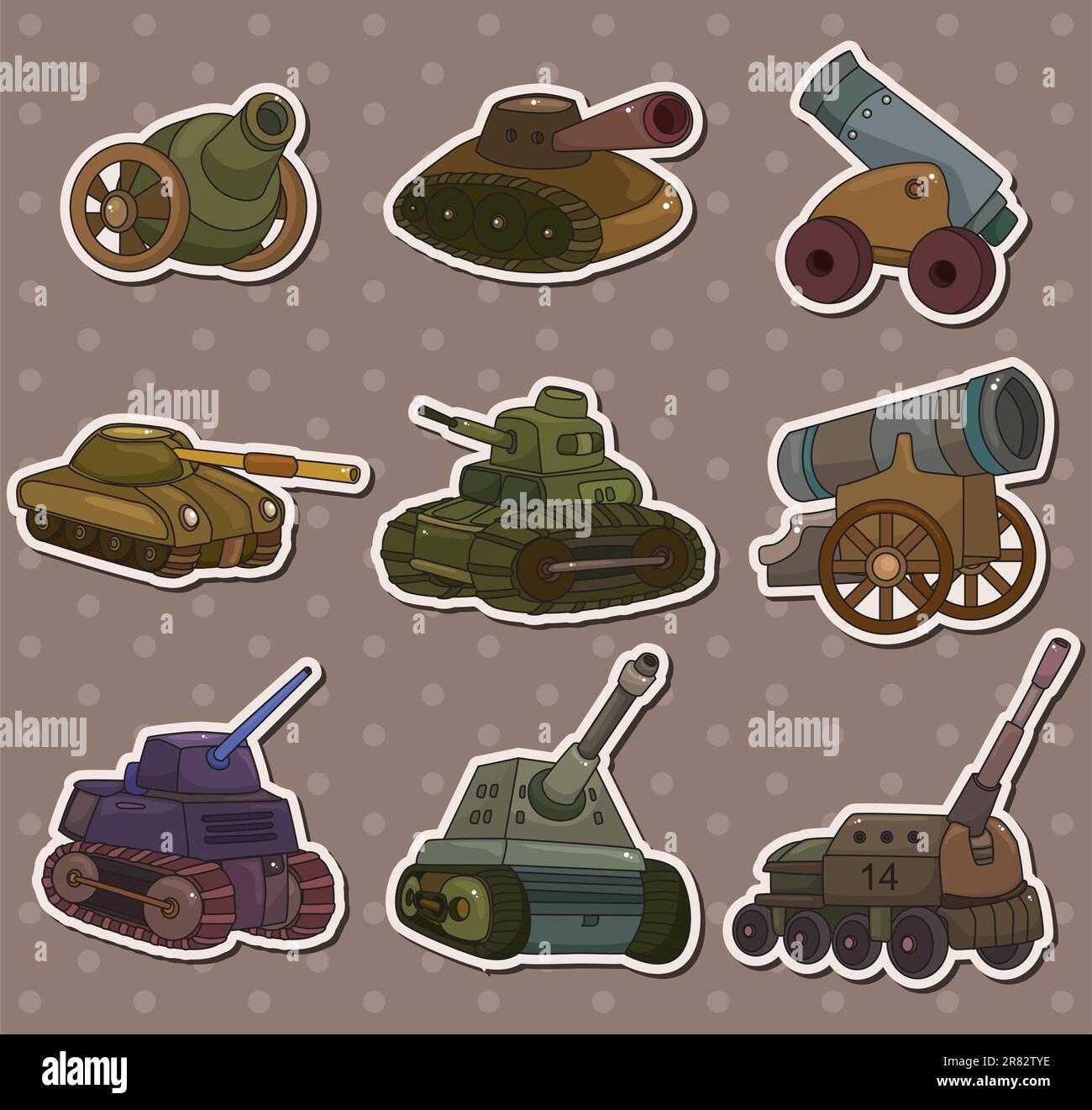 cartoon Tank/Cannon Weapon stickers Stock Vector Image & Art - Alamy